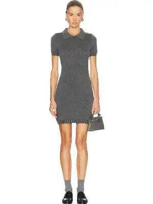 Matthew Bruch Collared T-shirt Mini Dress - Charcoal Knit