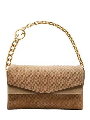 Gucci Interlocking G Large Suede Shoulder Bag - Beige