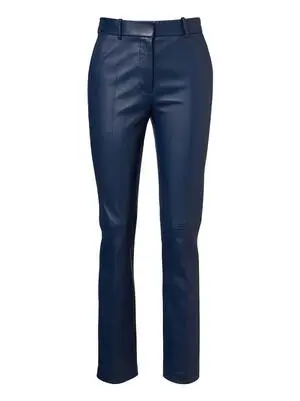 JOSEPH Coleman Leather Slim Pants - Blue