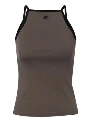 COURREGES Courrèges Logo Cotton Tank Top - Grey