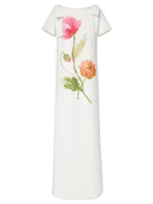 Carolina Herrera Bow-detail Floral Gown - White