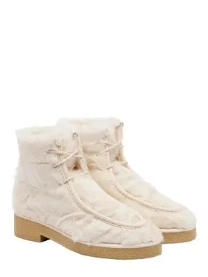 AQUAZZURA Frosty Shearling Ankle Boots - White