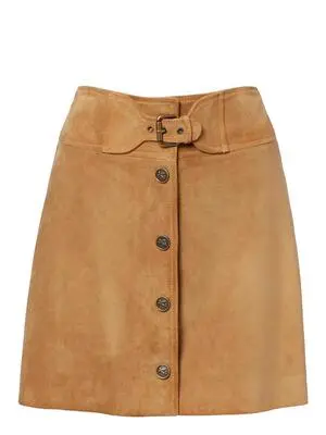 Etro Belted Suede Miniskirt - Beige