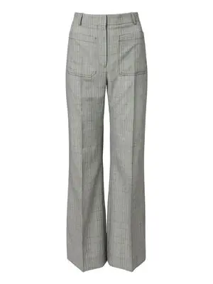 Victoria Beckham Checked Virgin Wool Straight Pants - Grey