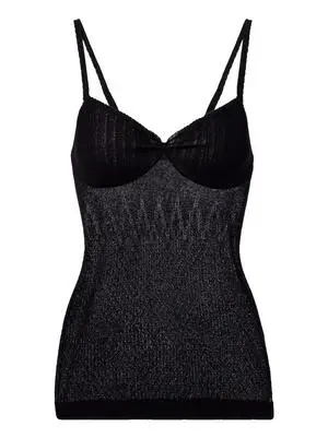 Victoria Beckham Knitted Cotton-blend Camisole - Black
