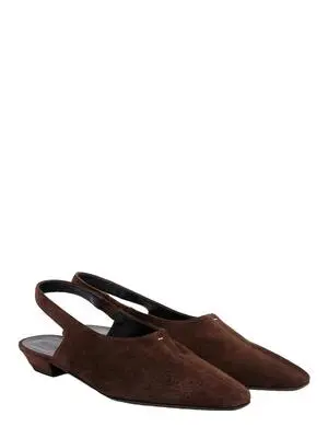 Khaite Cecilia Suede Slingback Flats - Brown