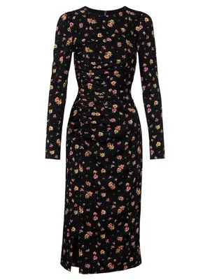 Dolce & Gabbana Floral Silk-blend Midi Dress - Black