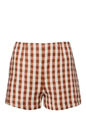 Faithfull The Brand Lila Gingham Linen Shorts - Brown