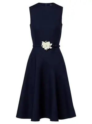 Oscar De La Renta Belted Wool-blend Midi Dress - Blue