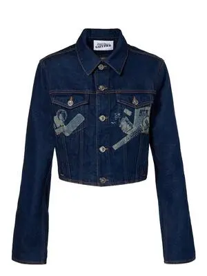 Jean Paul Gaultier Cropped Denim Jacket - Blue