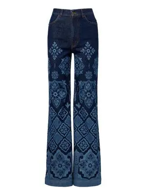 La DoubleJ Partenope Printed Flared Jeans - Blue