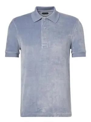 TOM FORD Velvet Polo Shirt - Blue