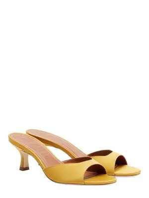 Staud Brigitte Leather-trimmed Mules - Yellow