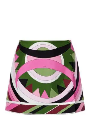 Emilio Pucci Printed Silk Satin Mini Wrap Skirt - Pink