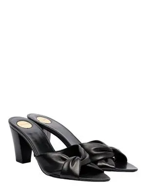 Saint Laurent Franciane 25 Leather Mules - Black