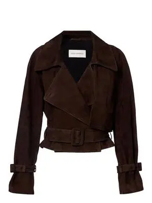 Nour Hammour Hatti Cropped Suede Jacket - Brown