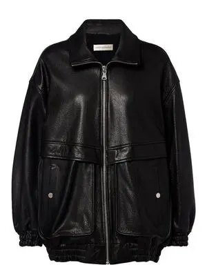 Nour Hammour Beck Leather Bomber Jacket - Black