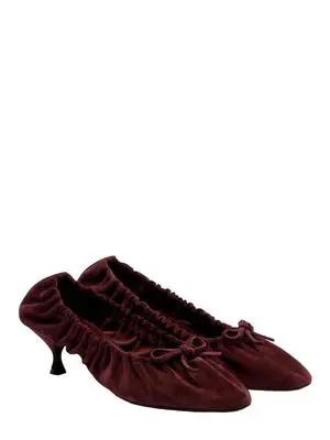 HERBERT LEVINE Gather Around Ruched Suede Pumps - Burgundy