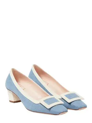 ROGER VIVIER Belle Vivier 45 Canvas Pumps - Blue