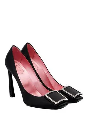 ROGER VIVIER Trumpette 100 Satin Pumps - Black