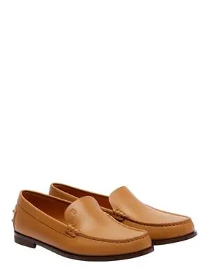TOD'S Studded Leather Loafers - Brown
