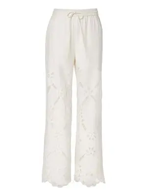 Veronica Beard Daisy Cotton And Linen Wide-leg Pants - White
