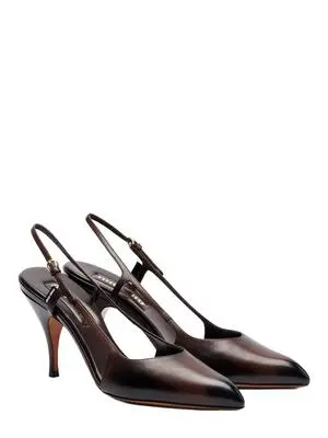 Miu Miu Leather Slingback Pumps - Brown
