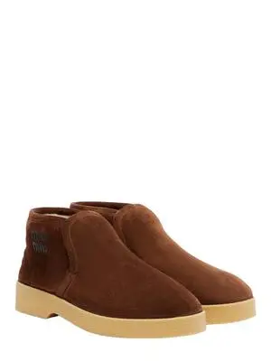 Miu Miu Shearling-lined Suede Boots - Brown