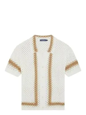 Frescobol Carioca Marques Cotton Crochet Camp Shirt - Ivory