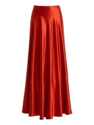 HEIRLOME Antonia Silk Maxi Skirt - Orange
