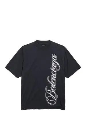 Balenciaga Cursive T-shirt Medium Fit - Black