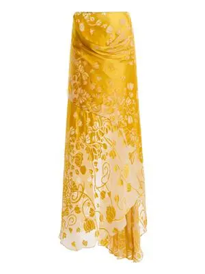 Christopher Esber Draped Burnout Maxi Skirt Orange