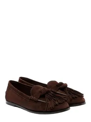 AQUAZZURA Freddie Fringed Loafers - Brown
