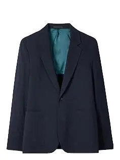 Paul Smith Navy Seersucker Cotton Check Buggy-lined Blazer - Blue