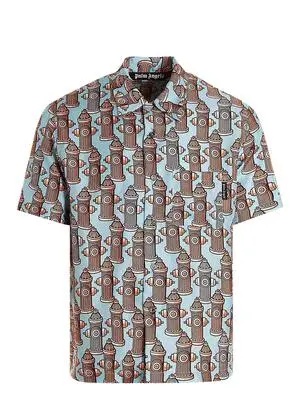 Palm Angels Fire Hydrant Bowling Shirt - Blue
