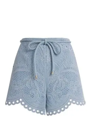Zimmermann Embroidered Denim Shorts - Blue