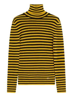 Valentino Garavani Wool Stripe Sweater With Vlogo - Yellow