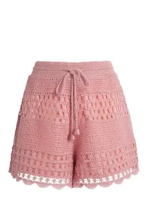 Zimmermann Crochet Wanderlust Shorts - Pink