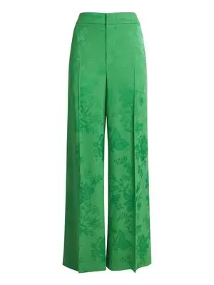 Etro Satin Floral Wide-leg Trousers - Green