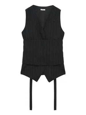 Alexander McQueen Wool Pinstripe Waistcoat - Black