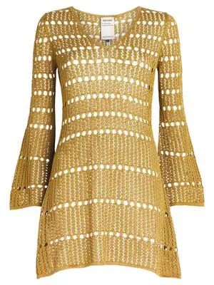 Escvdo Crochet Mini Dress - Gold