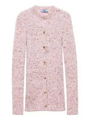 Prada Ribbed Knit Cardigan - Pink