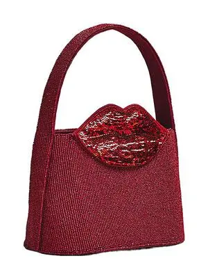 Maeve Beaded Icon Tote Bag - Lips