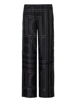 TOTEME Monogram Silk Pyjama Bottoms - Black Monogram