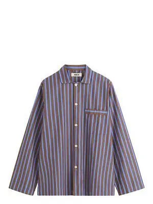 TEKLA Striped Cotton-poplin Pajama Shirt - Chesnut Stripes