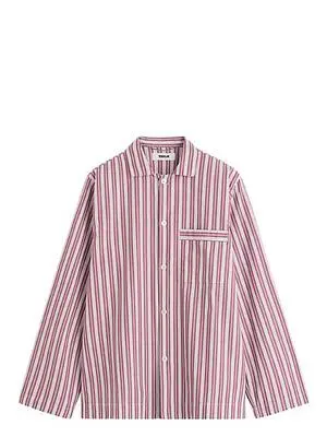 TEKLA Striped Cotton-poplin Pyjama Shirt - Rhubarb Stripes