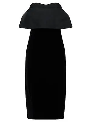 Khaite Sato Draped Bandeau Velour Midi Dress - Black