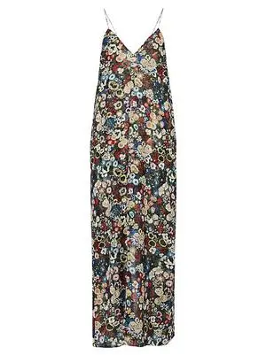 Khaite Taja Floral Silk Midi Dress - Black Multi