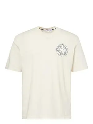 Stone Island Regular-fit Compass Print Cotton T-shirt - Ivory