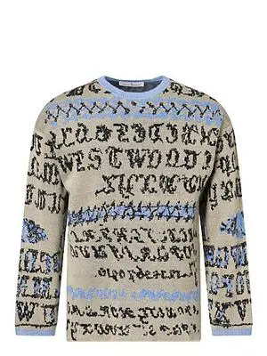 VIVIENNE WESTWOOD Graphic-pattern Knit Jumper - Blue Tapestry